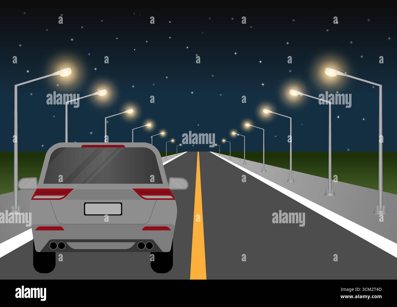 Driving night freeway Stock Vector Images - Alamy