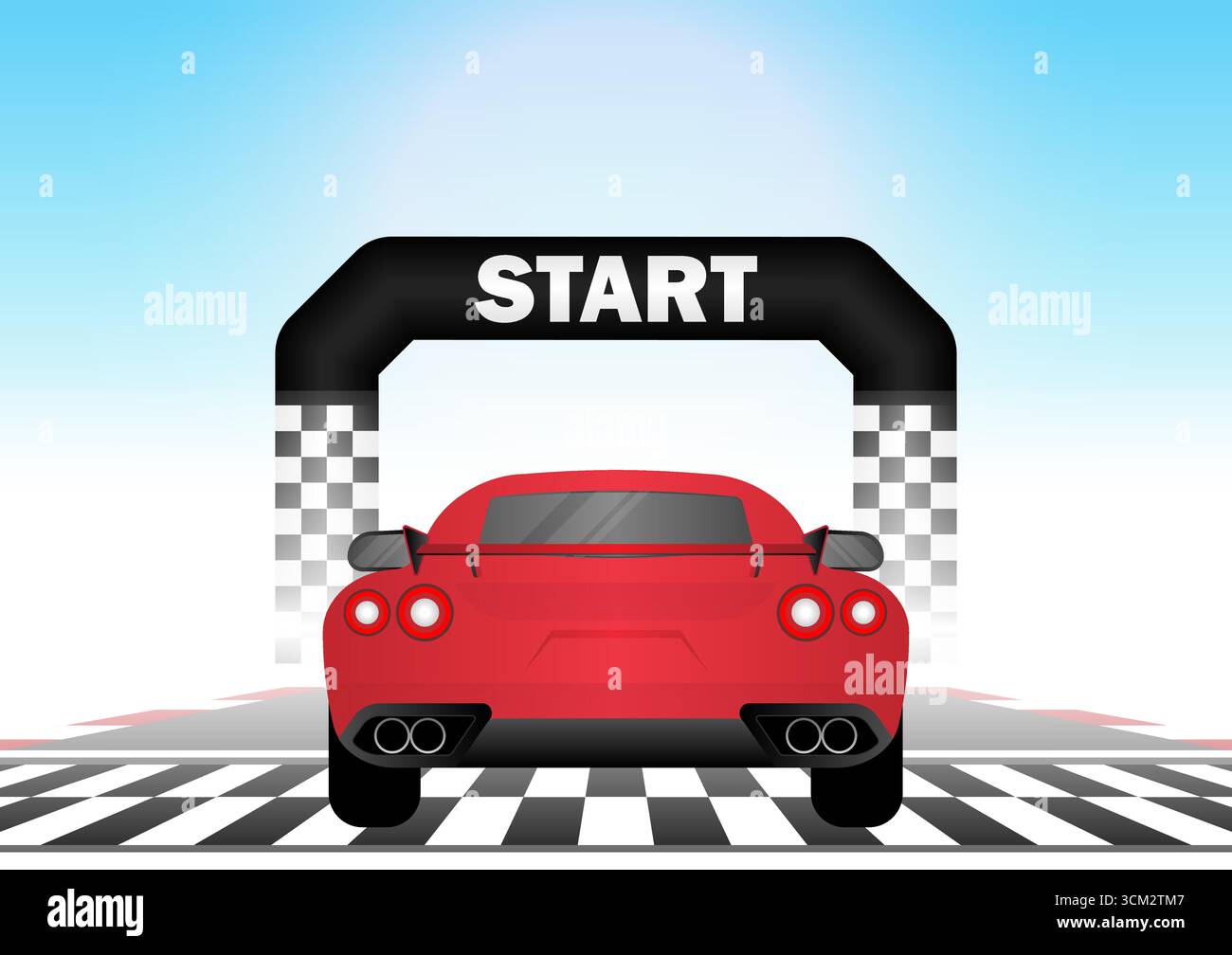 Racing Car at Start Point on Racing Track. Racing track with Racing Car ...