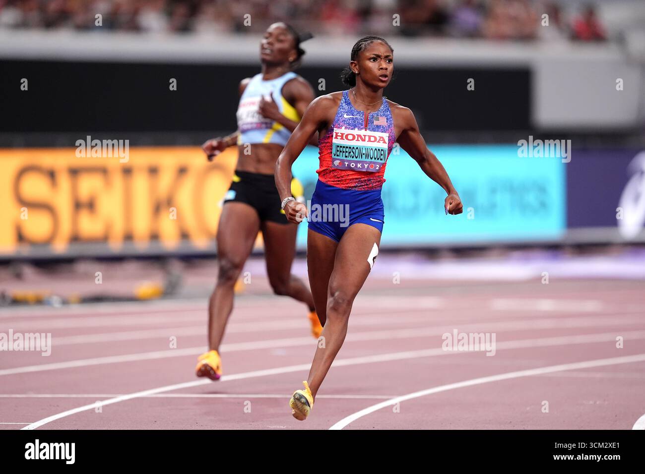 Melissa Jefferson-Wooden of USA finsihes first to win gold in the ...