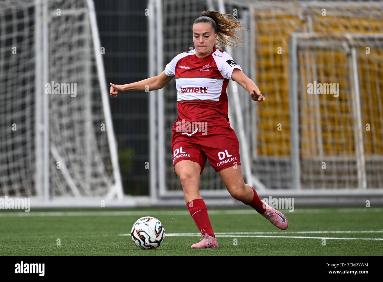 Nadege Francois (20) of Zulte-Waregem pictured during a female soccer game between Club Brugge ...