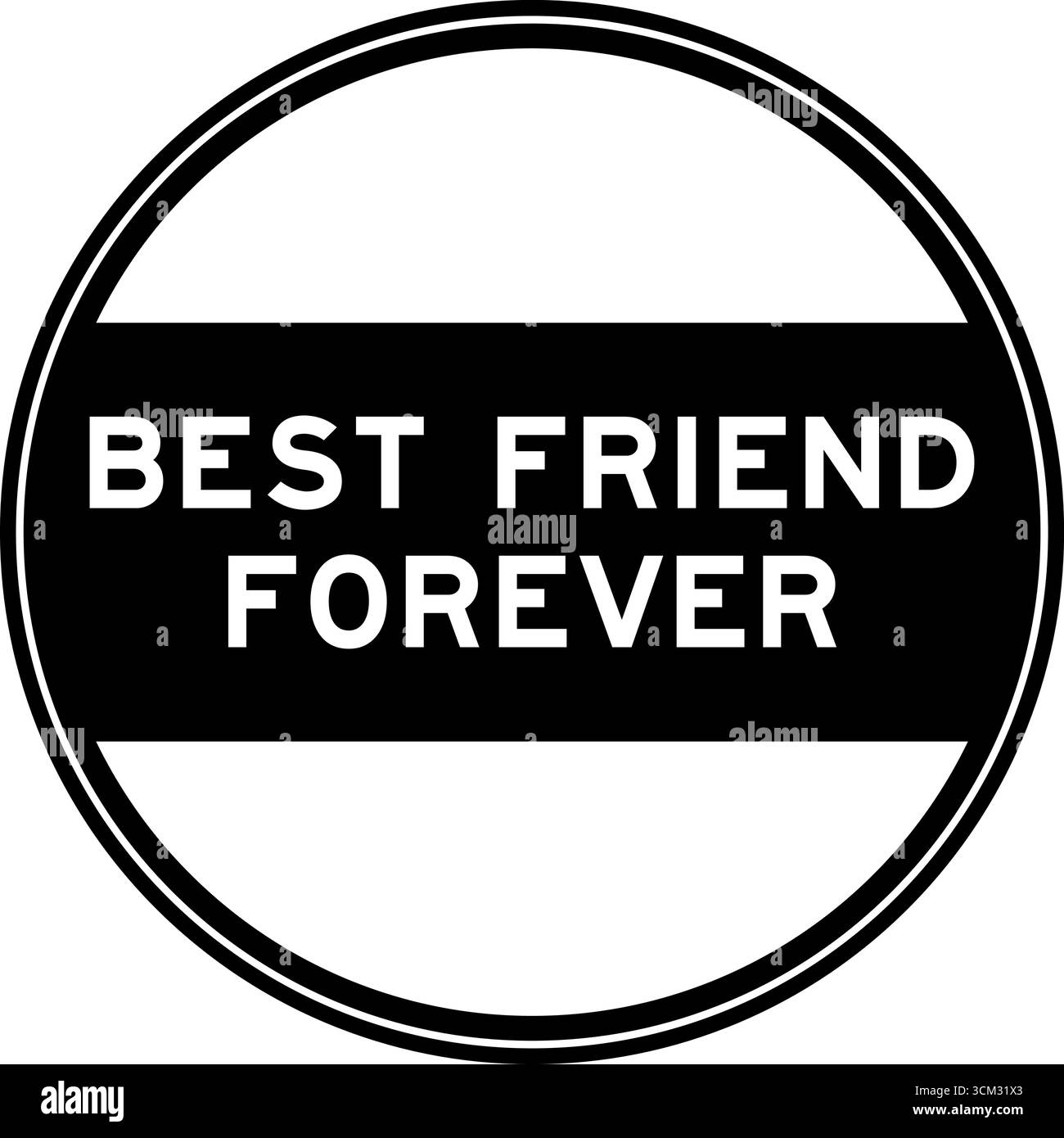 Black color round seal sticker in word best friend forever on white ...