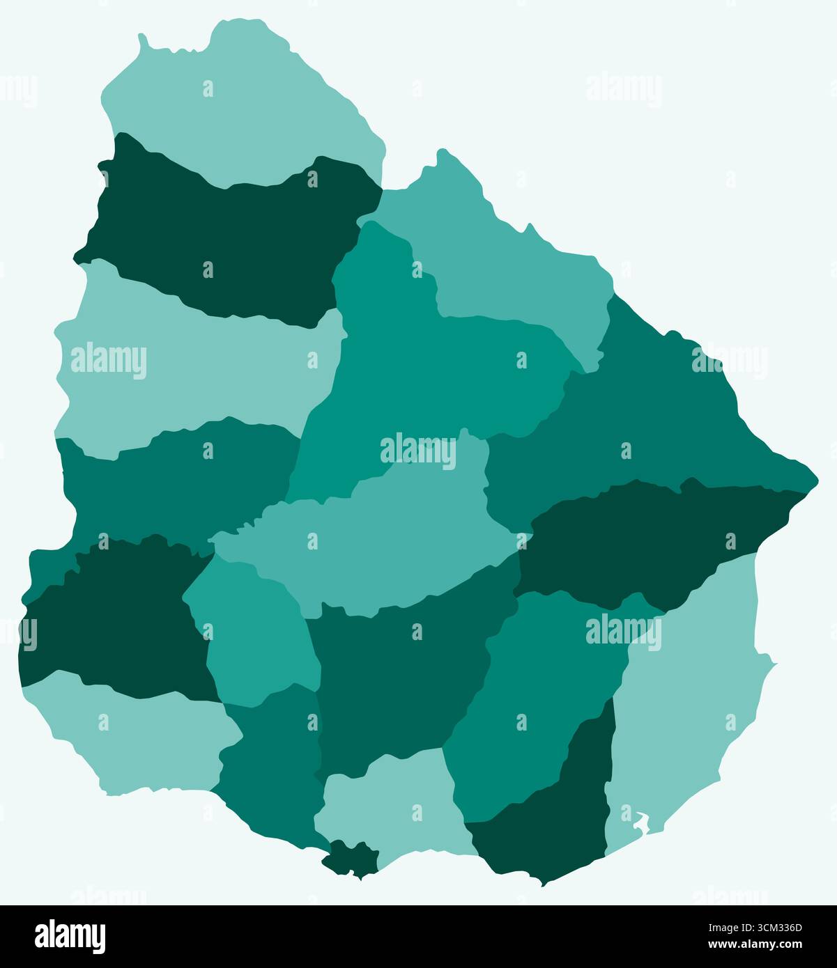 Map of Uruguay with regions. Just a simple country border map with ...