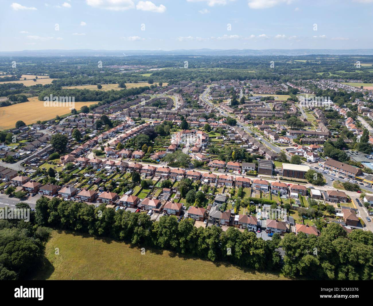 Mill Park residential housing estate aerial view, Eastham, Wirral ...