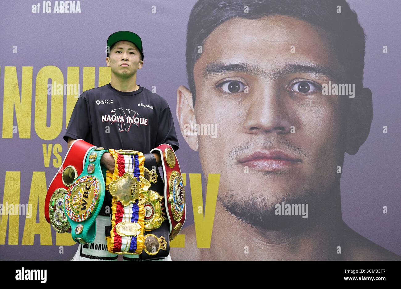 Naoya Inoue of Japan poses for photos during a press conference after ...