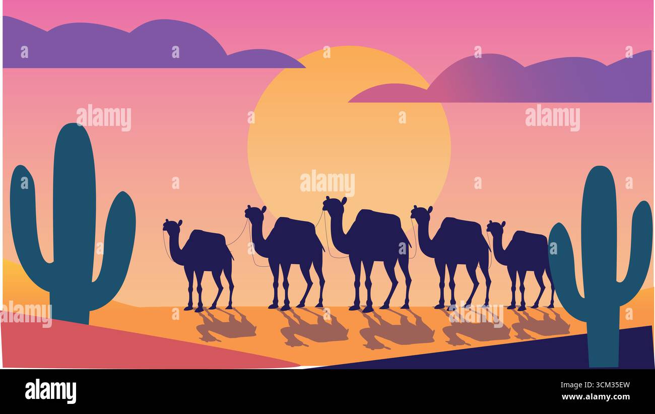 Landscape sandy desert dry Stock Vector Images - Alamy