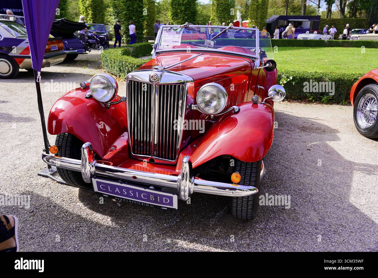 MG TD built in 1953, red classic MG convertible at an outdoor classic ...
