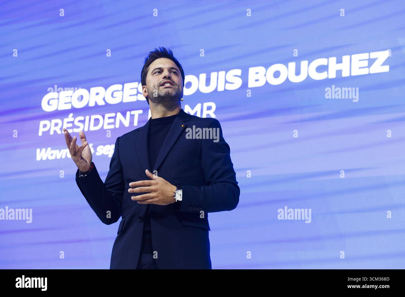 MR chairman Georges-Louis Bouchez delivers a speech at the congress of french liberal party MR ...