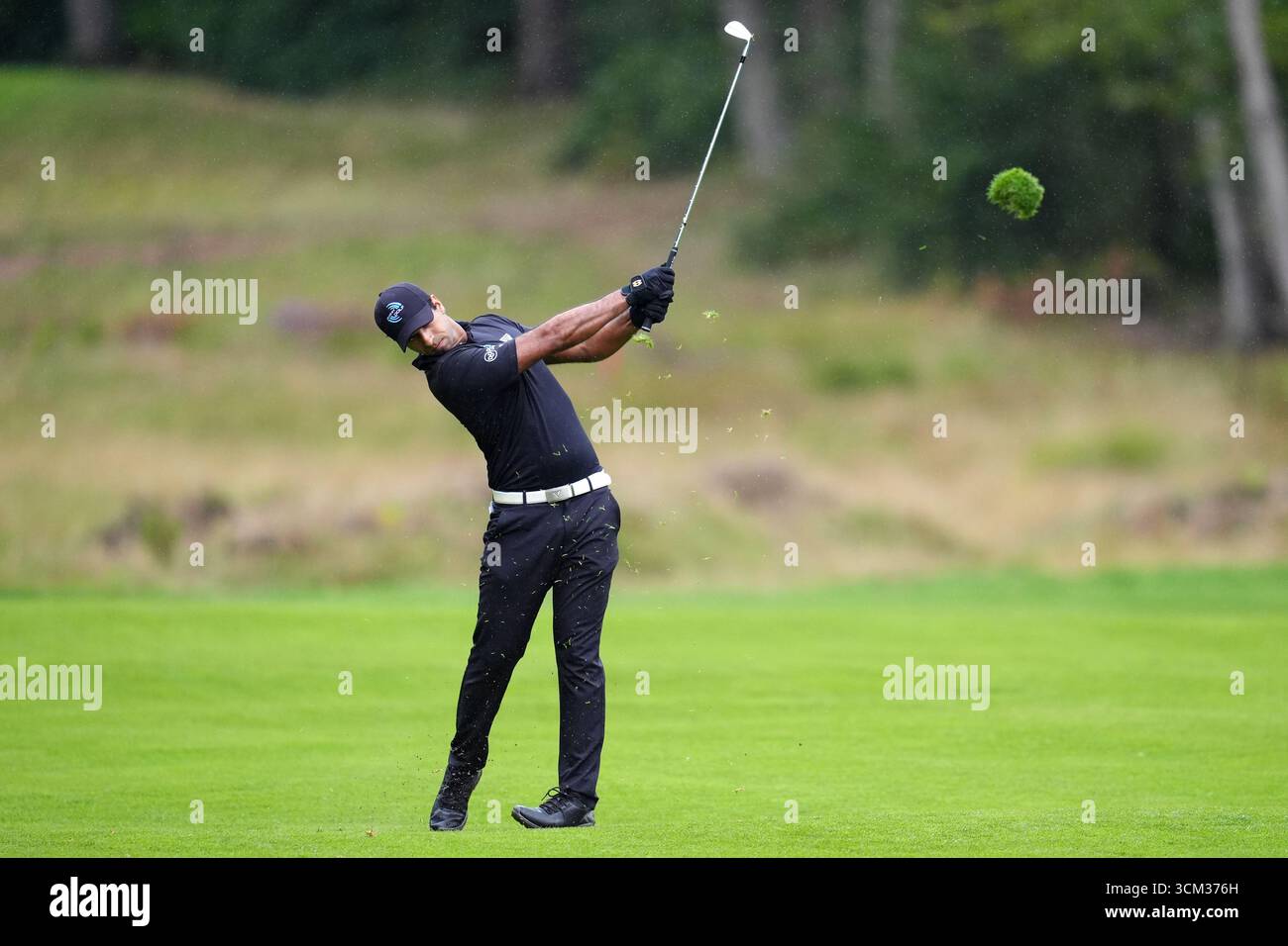 Aaron Rai of England plays from the 16th fairway during day four of the ...