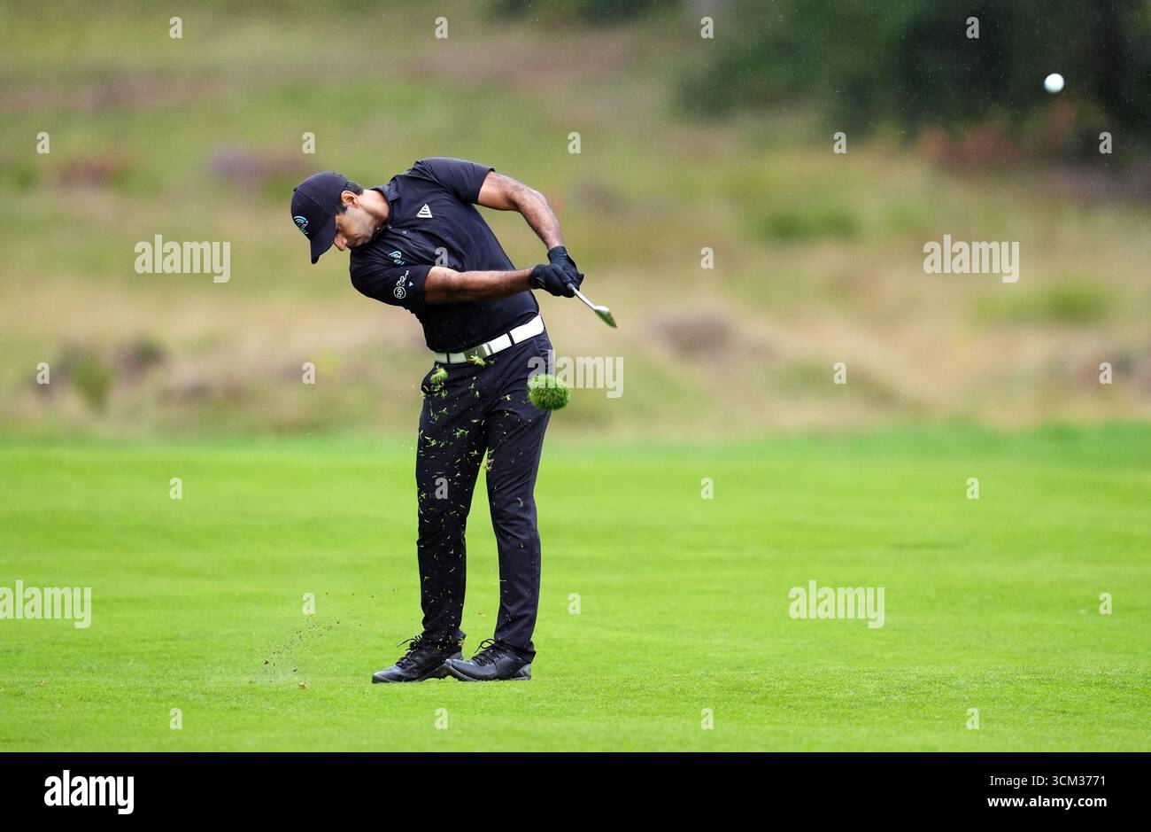 Aaron Rai of England plays from the 16th fairway during day four of the ...