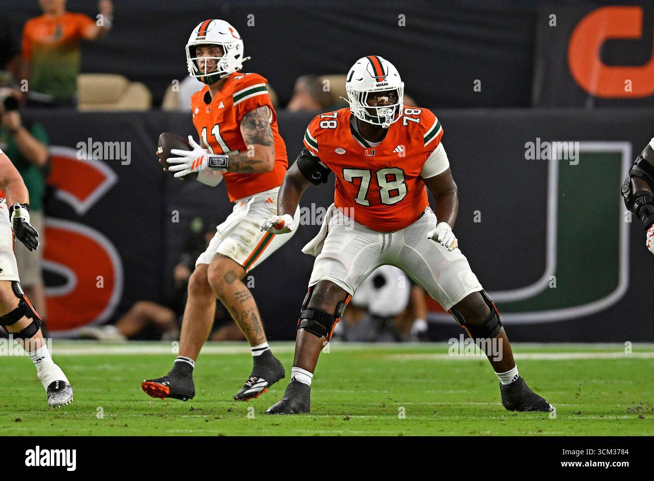 MIAMI GARDENS, FL - SEPTEMBER 13: Miami offensive lineman Matthew McCoy ...