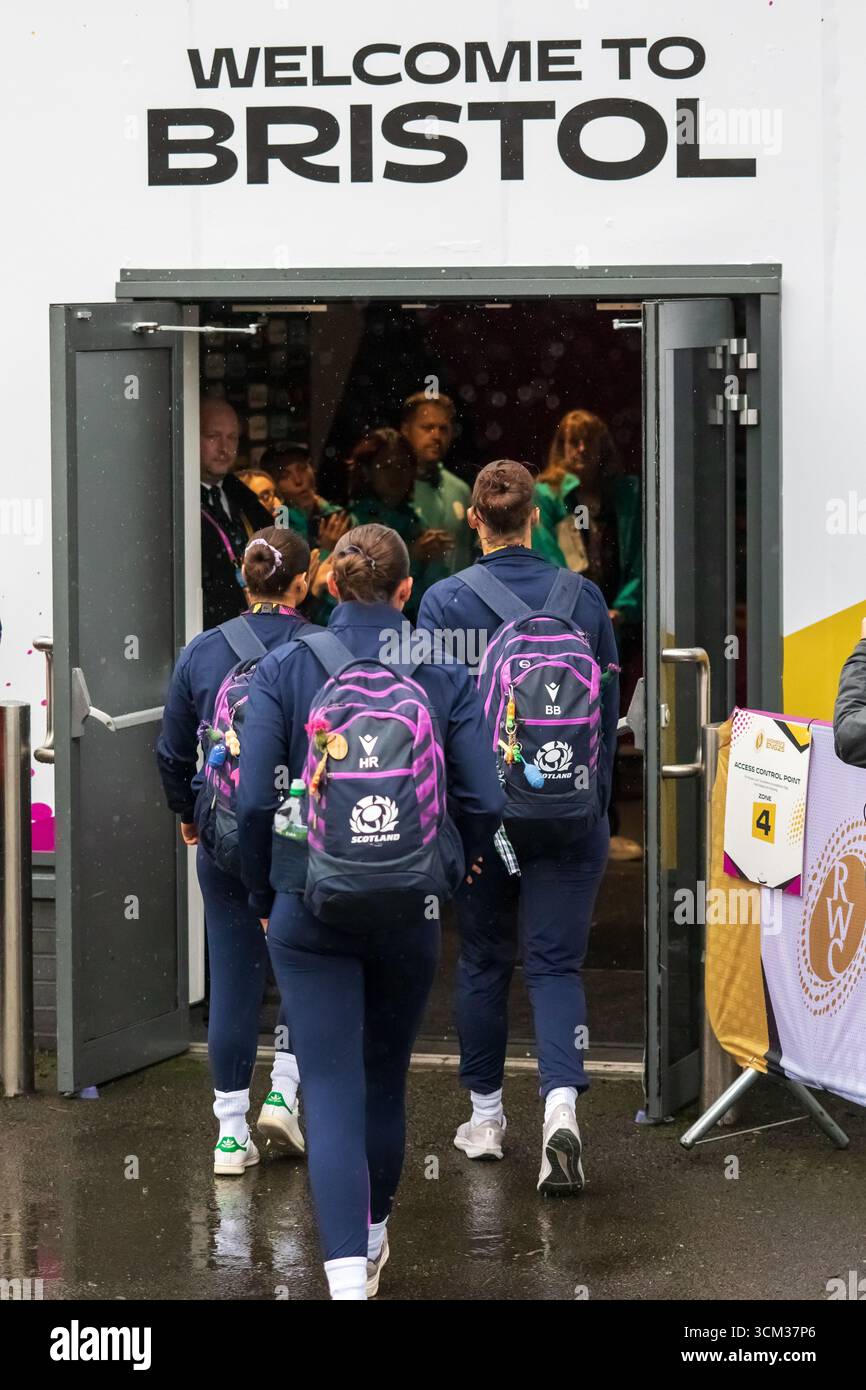 Bristol, UK, 14th September 2025 Scoltand team arrive for their game ...