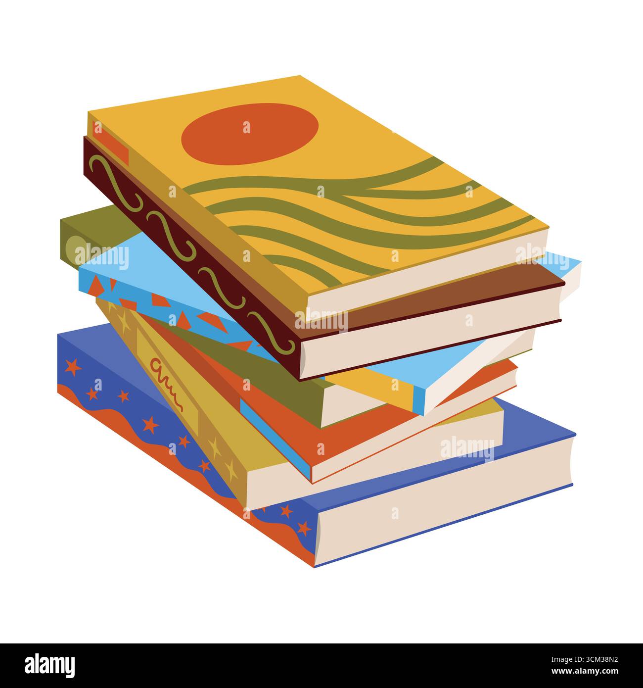 Flat cartoon stack of books in simple modern style. Cute colorful hand ...