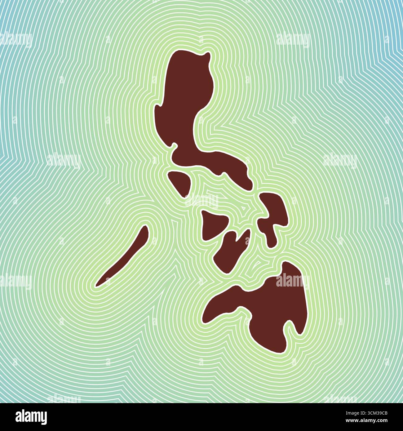 Philippines map icon. Country shape on radiant striped gradient ...