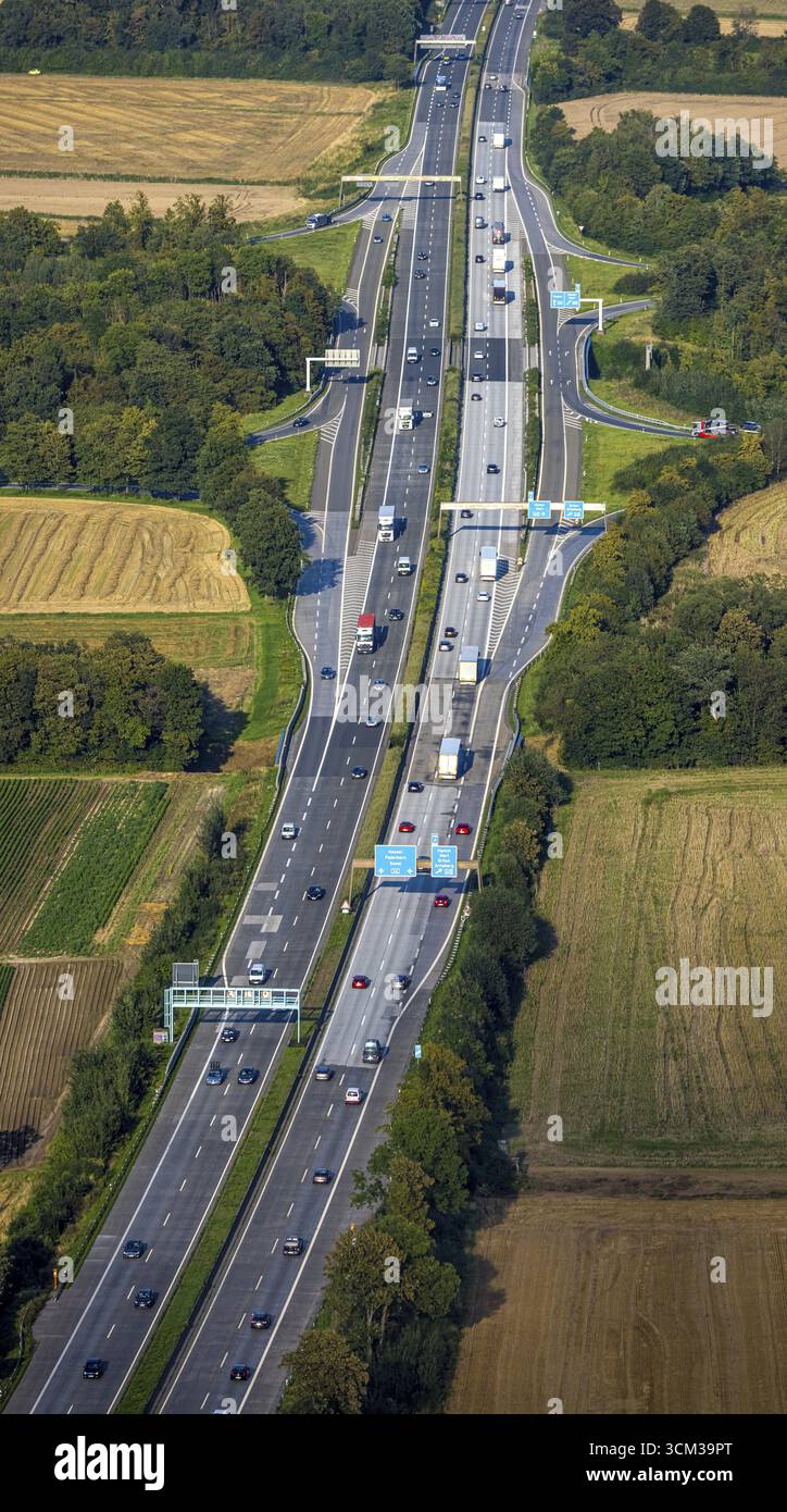 Aerial view, motorway junction Werl, motorway A44 to motorway A445 ...