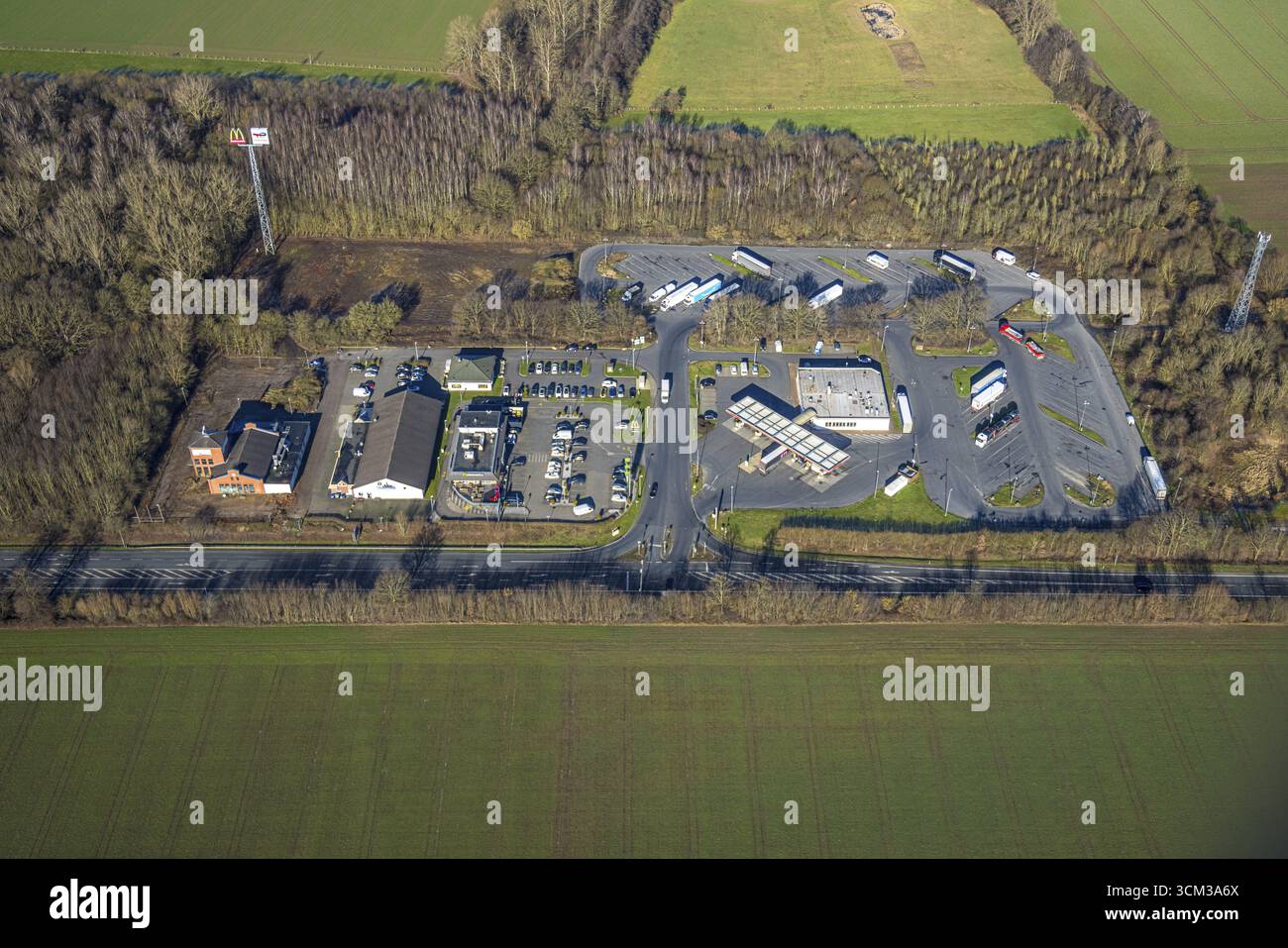 Aerial view, Werne motorway service area, at the A1 motorway, Hamm ...