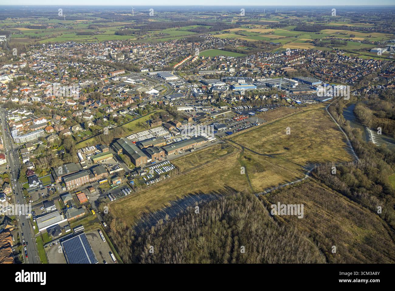 Aerial view, Former Werne colliery site, brownfield area Floez ...