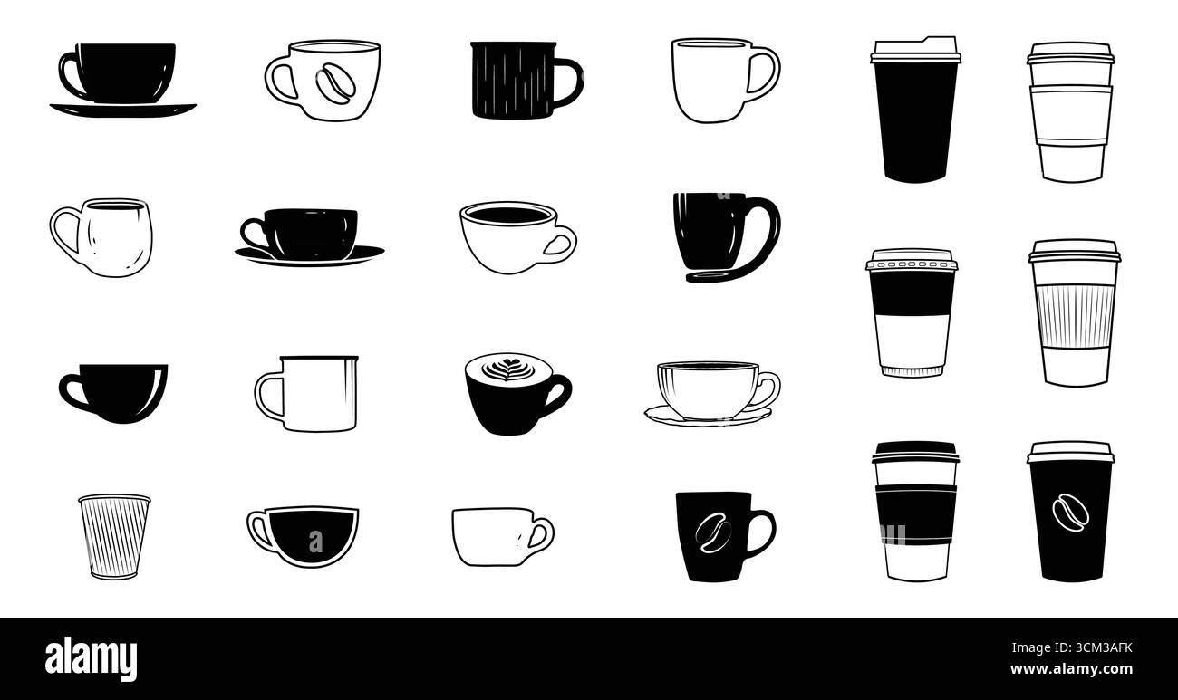 Set different paper cups Cut Out Stock Images & Pictures - Alamy