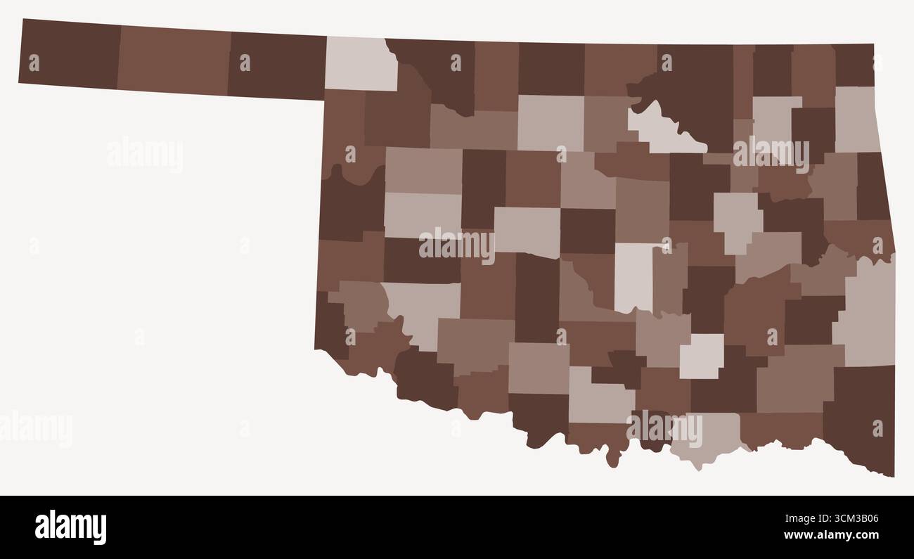 Map of Oklahoma with counties. Just a simple state border map with ...