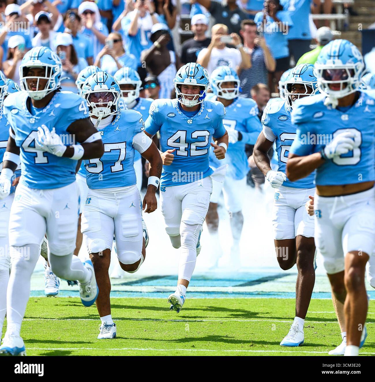 September 13, 2025: Morth Carolina entering the field. NCAA football ...