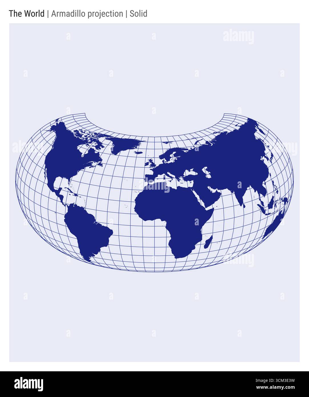 World Map. Armadillo projection. Solid style. High Detail World map for ...