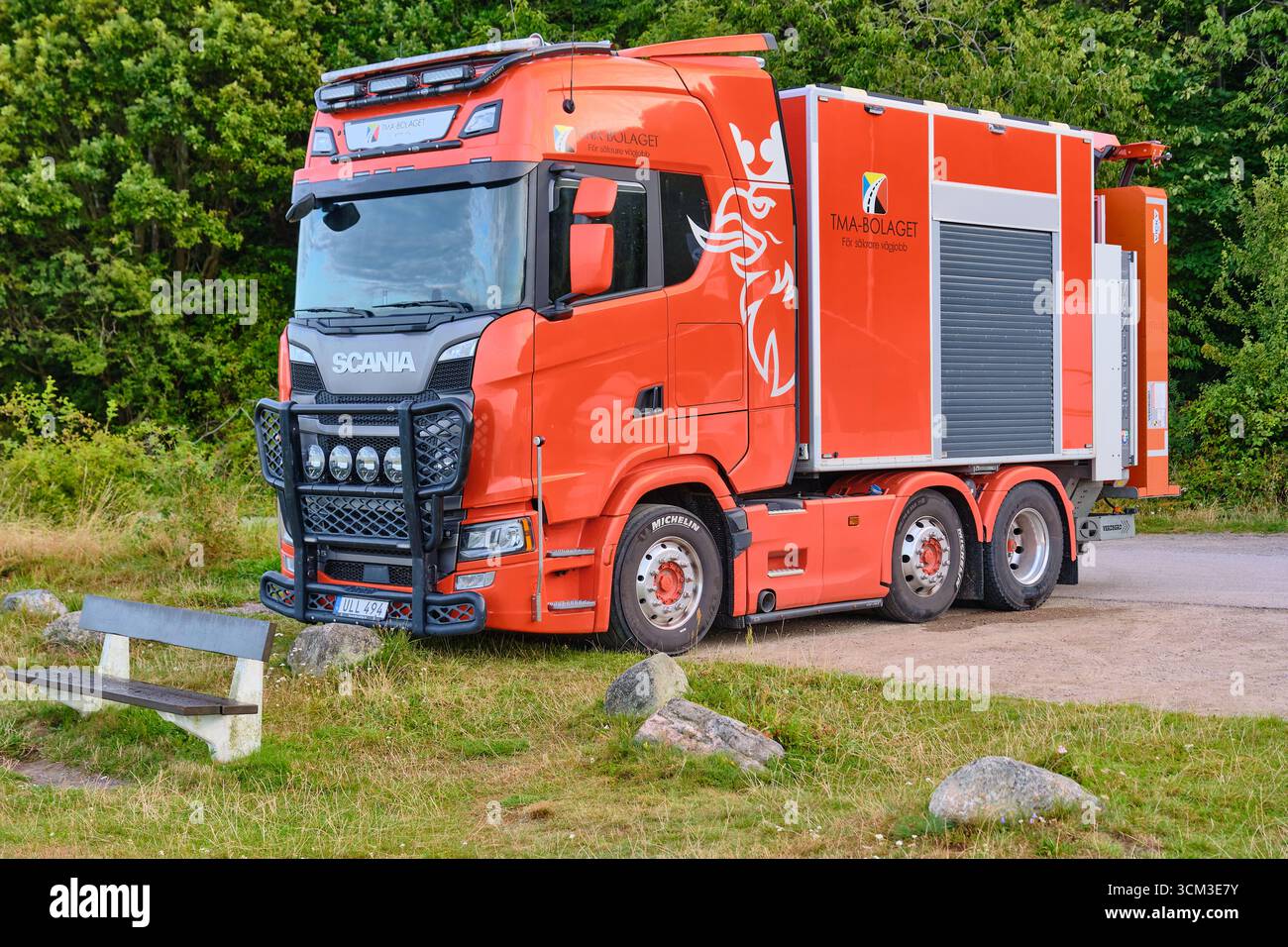 Helsingborg, Sweden ; August 12, 2025: Scania safety truck with crash ...