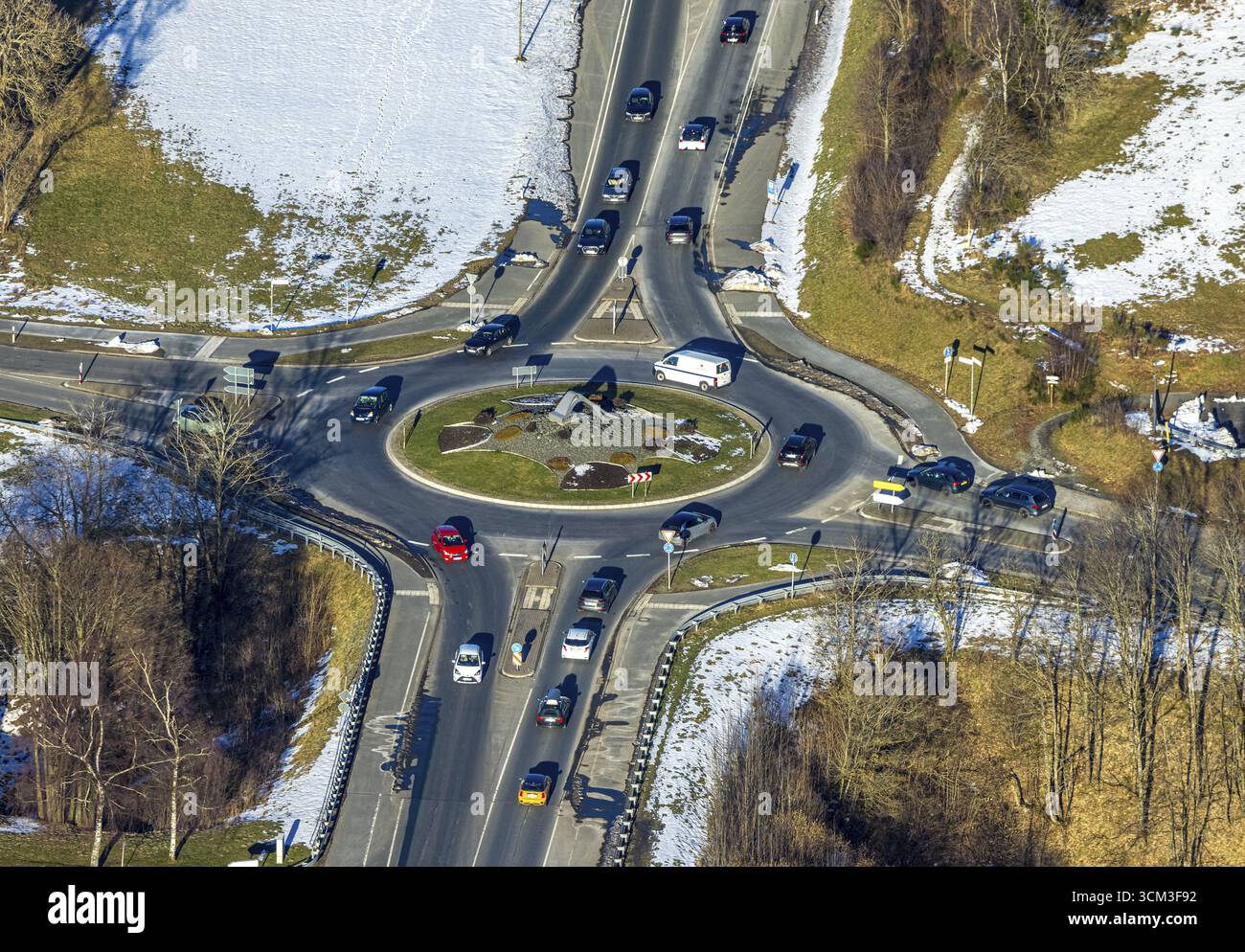 Aerial view, roundabout Haarfelder Strasse federal road B480 and state ...