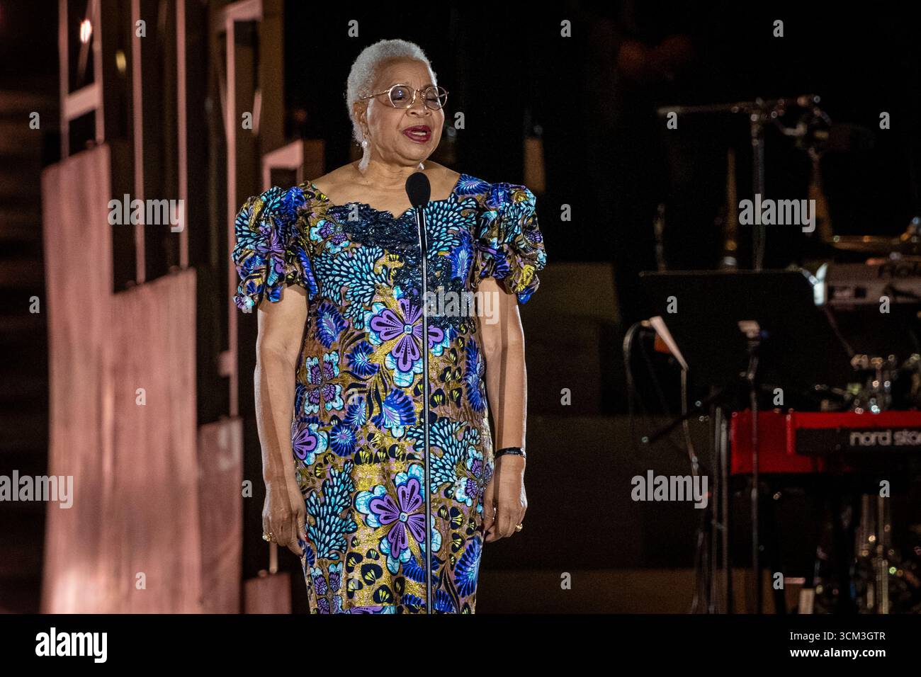 Graça Machel Mandela delivers her speech on the stage during the “Grace ...