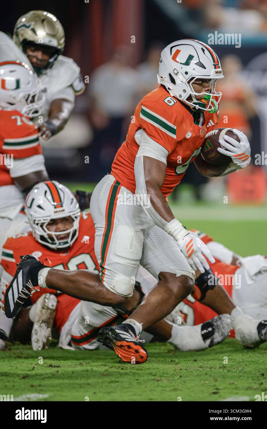 September 13, 2025, Miami, Florida, USA: Miami Hurricanes running back ...