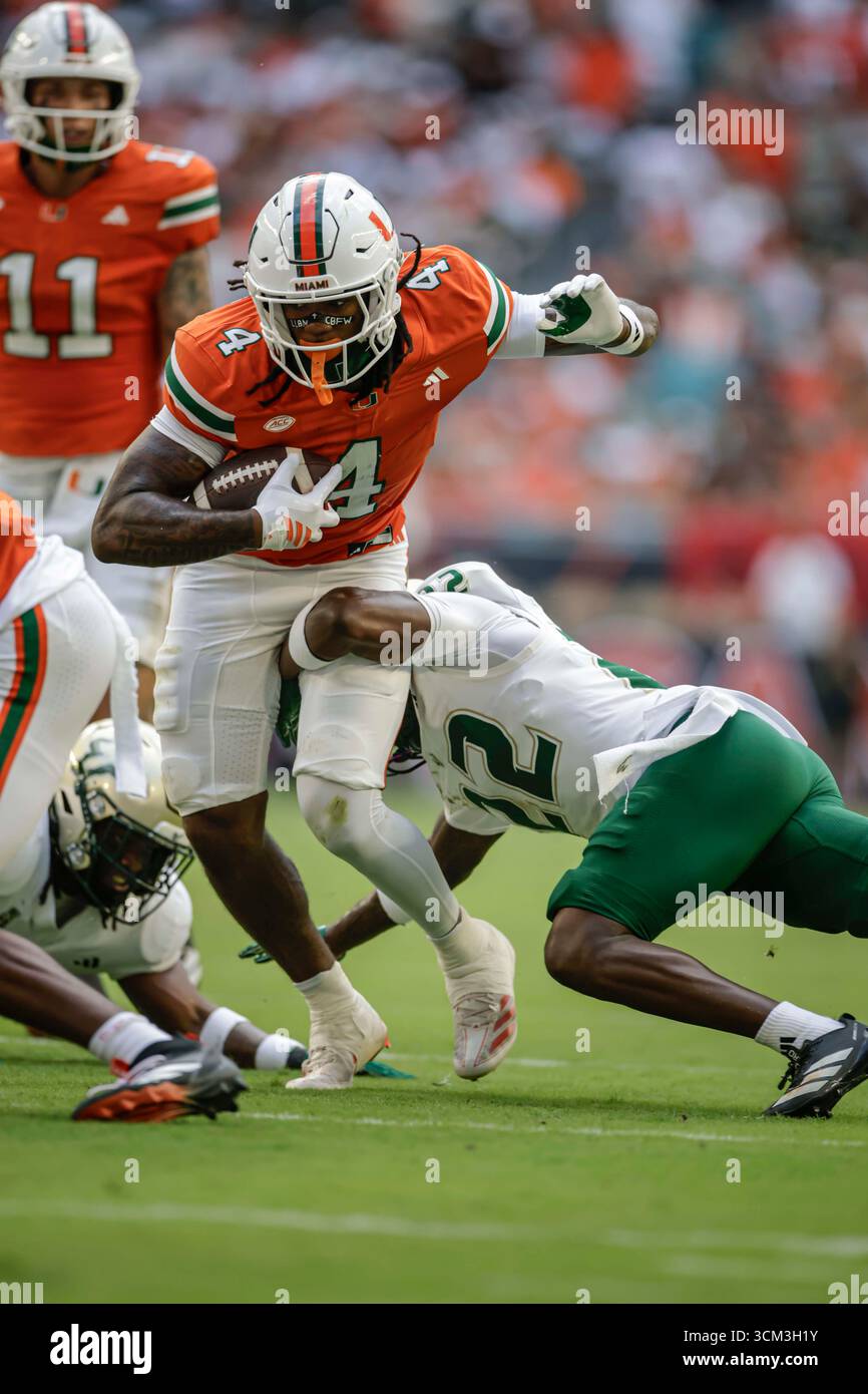 September 13, 2025, Miami, Florida, USA: Miami Hurricanes running back ...