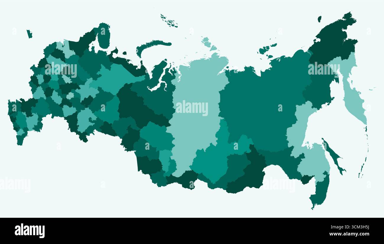 Map of Russia with regions. Just a simple country border map with ...