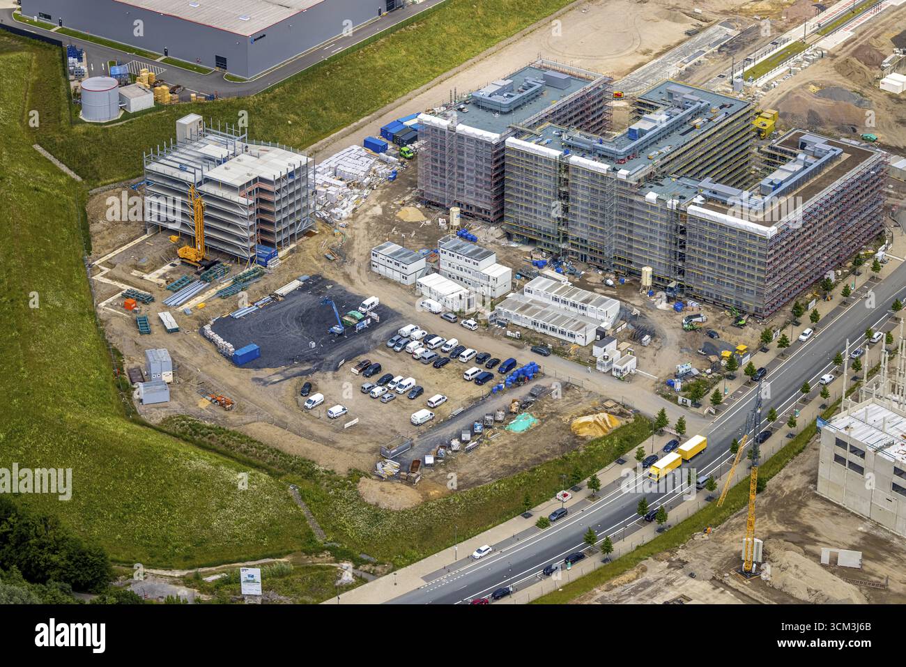 Aerial view, Mark 51/7 industrial estate, new construction of the O ...