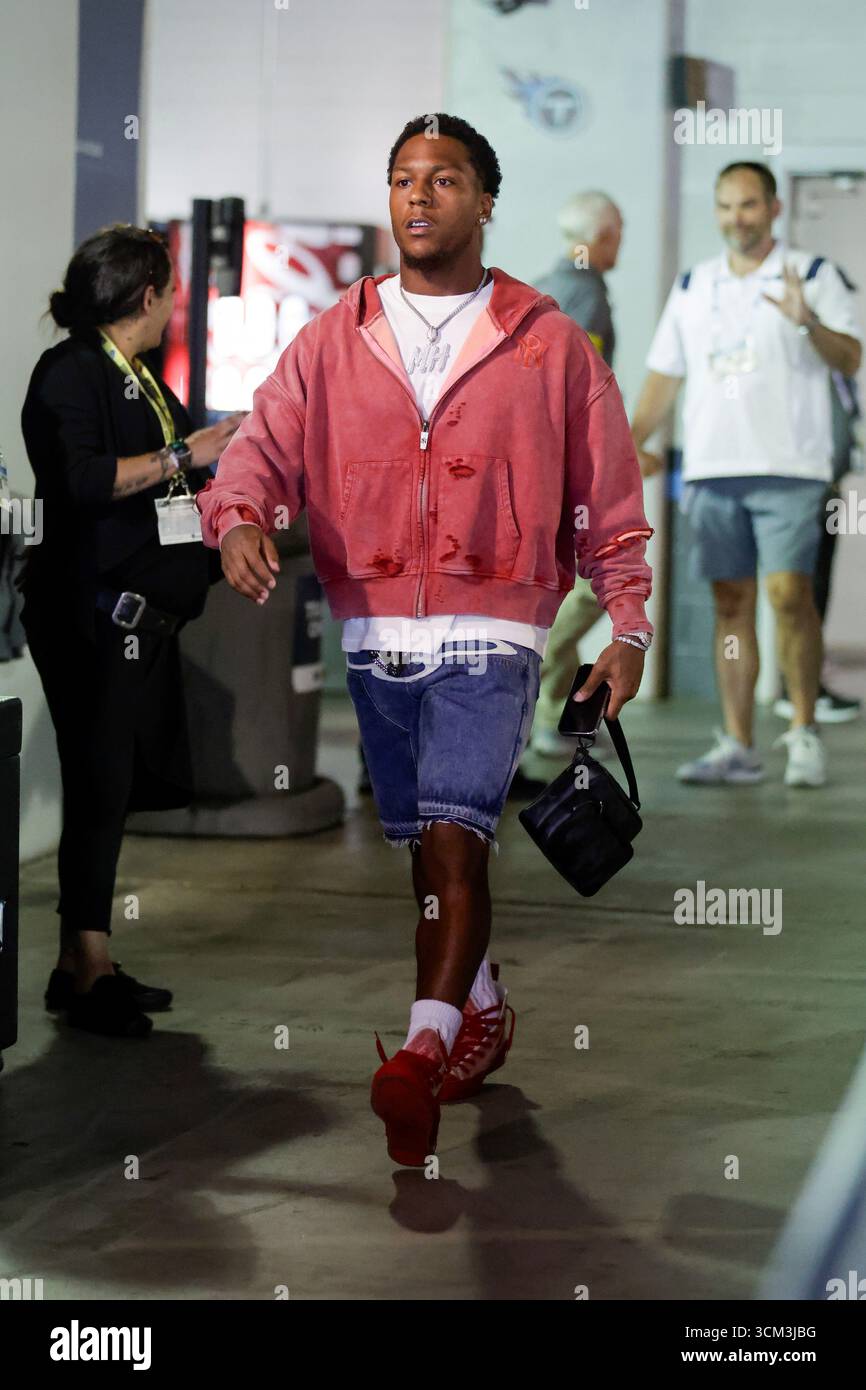 Tennessee Titans cornerback Marcus Harris arrives at Nissan Stadium ...