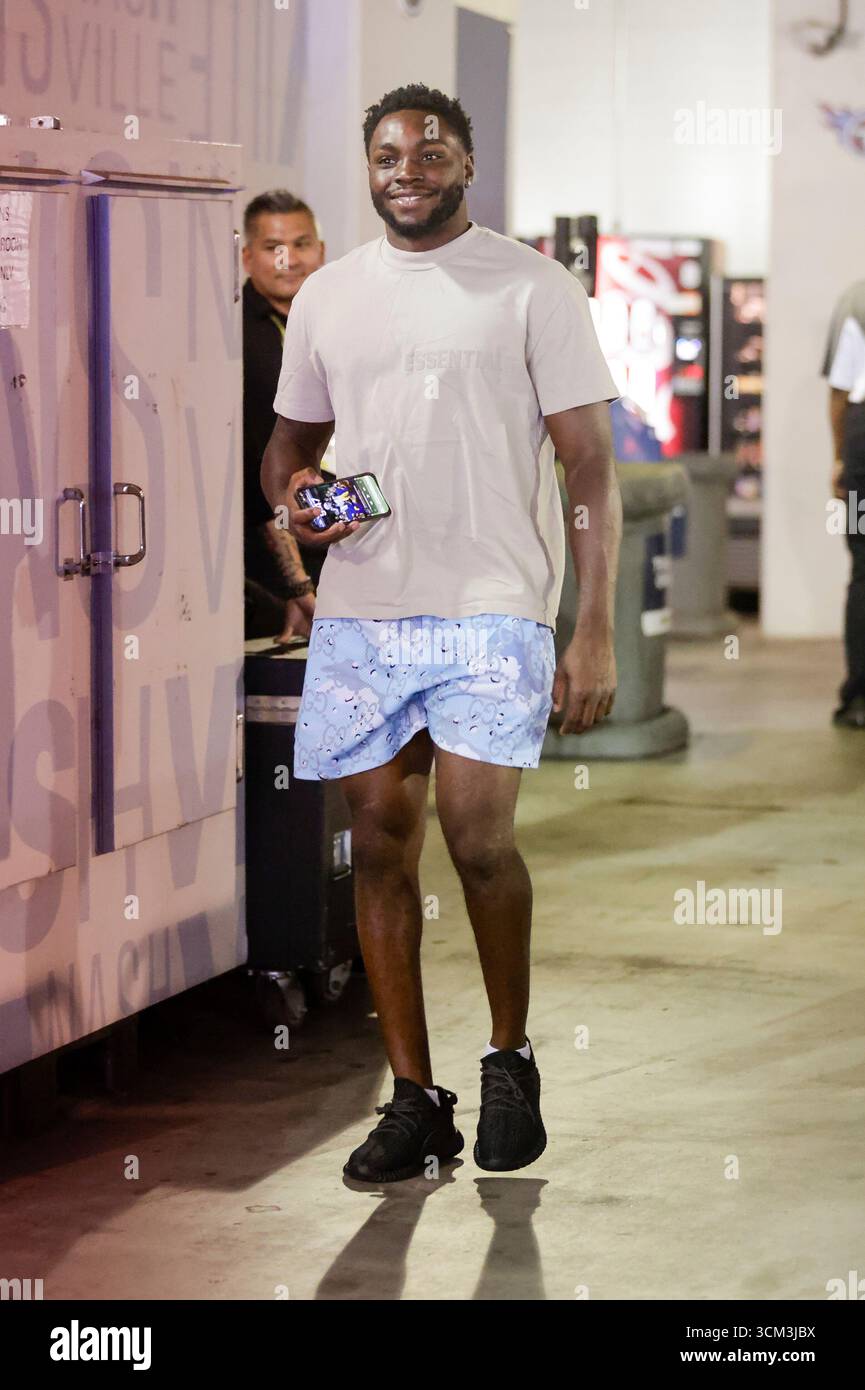 Tennessee Titans cornerback Samuel Womack III arrives at Nissan Stadium ...