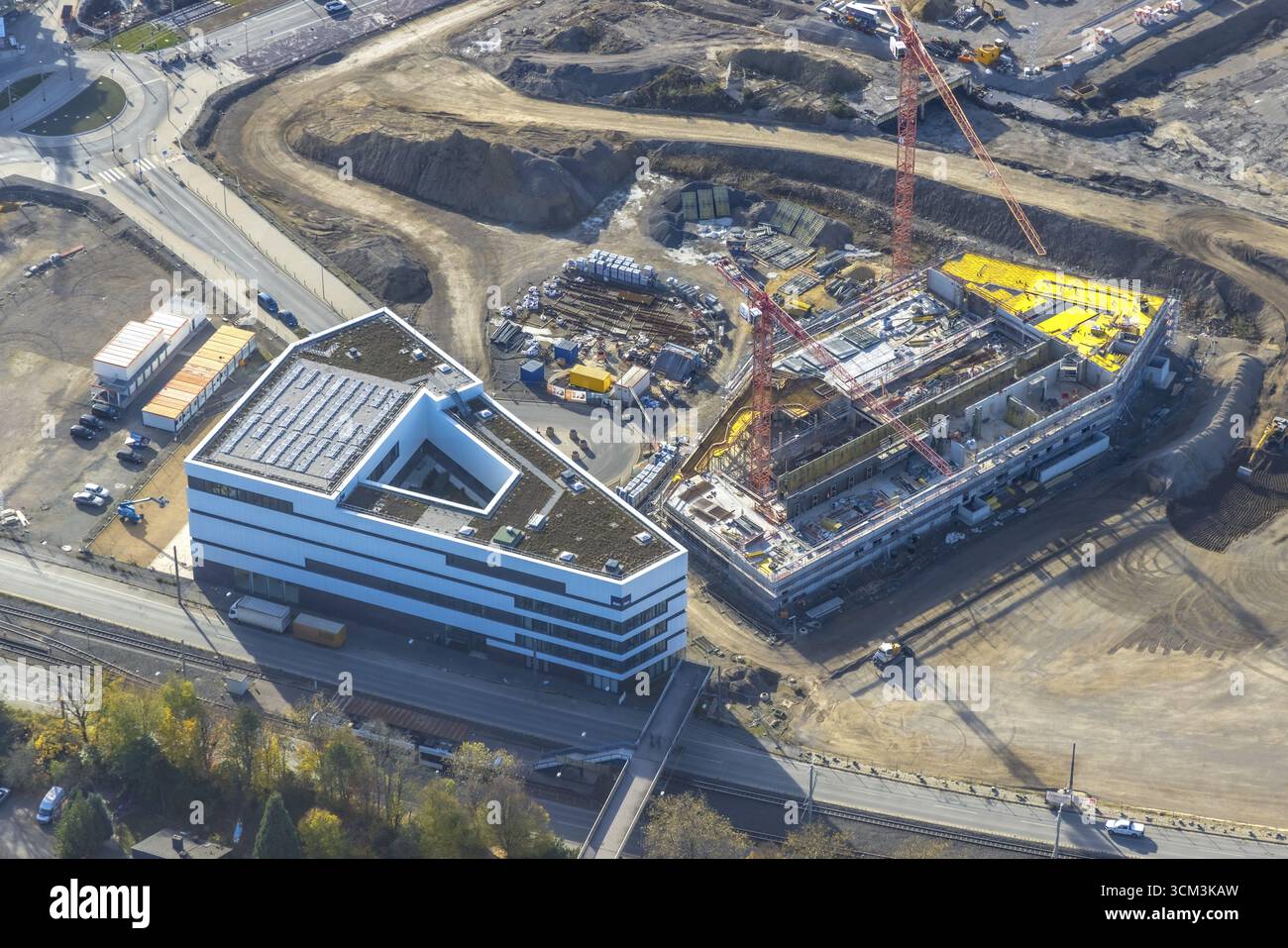 Aerial view, Mark 51/7 Construction site and new building, Science and ...