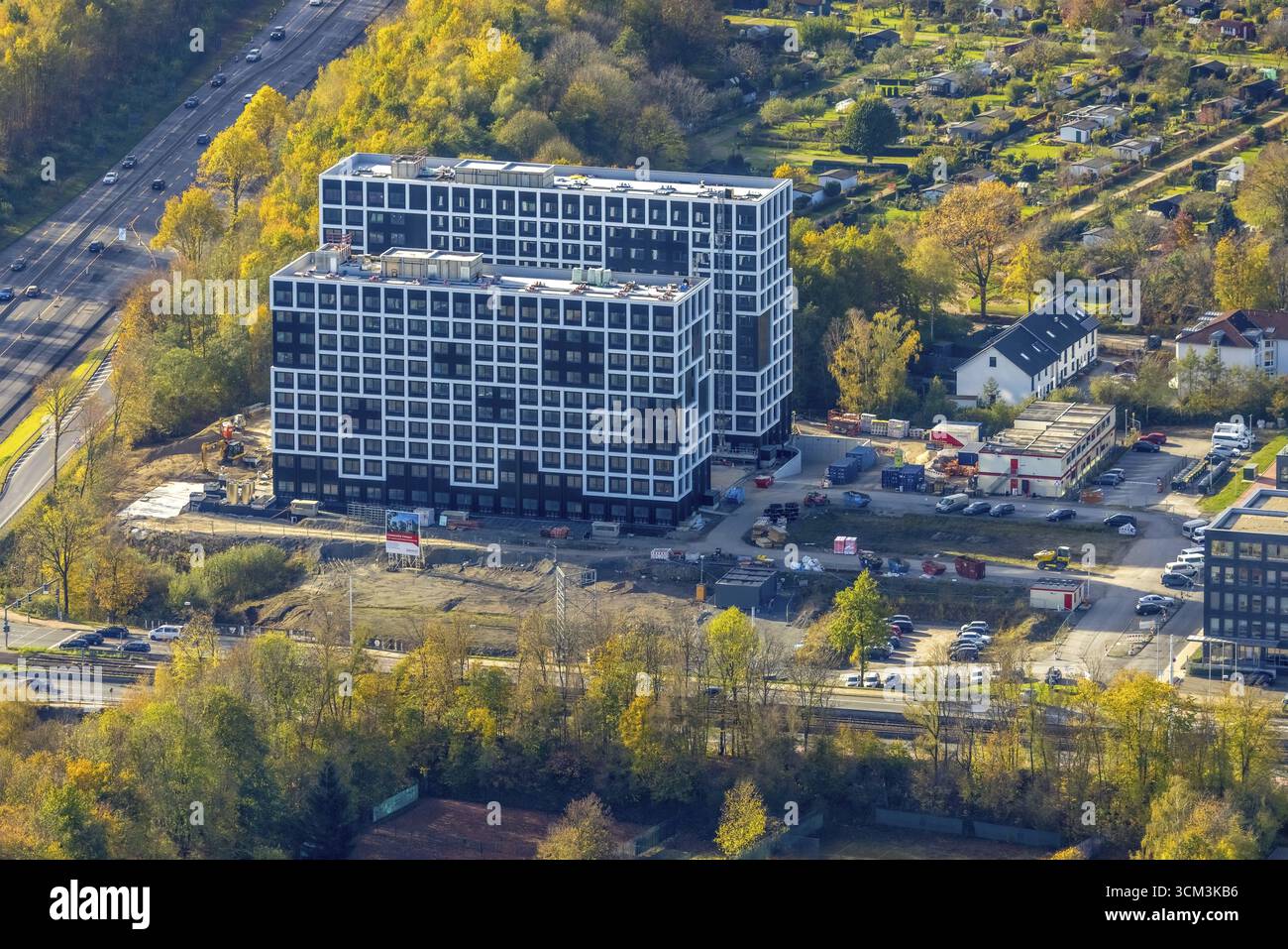 Aerial view, Seven Stones Quartier, construction site and new ...