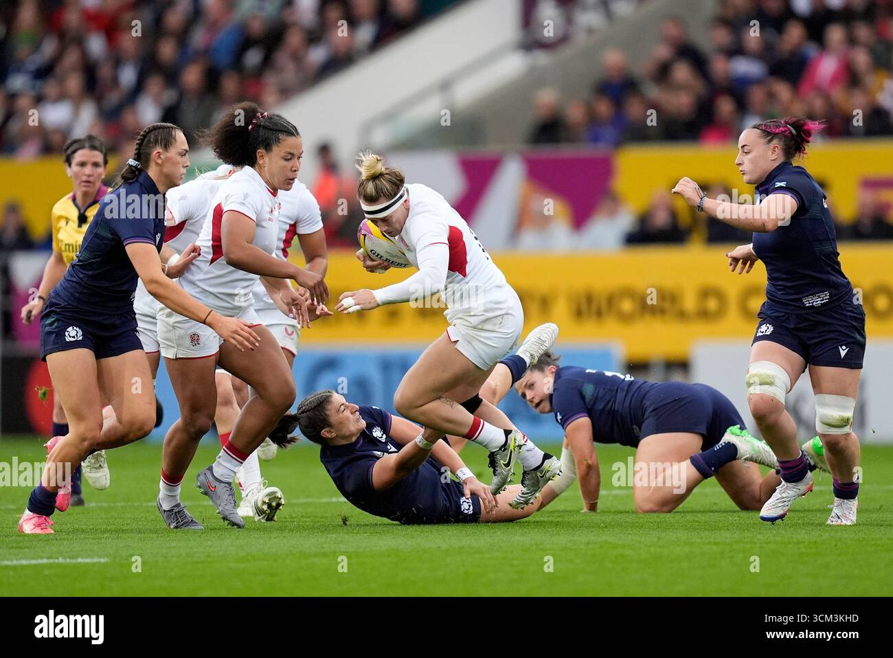 England S Megan Jones Centre Is Tackled During The Women S Rugby