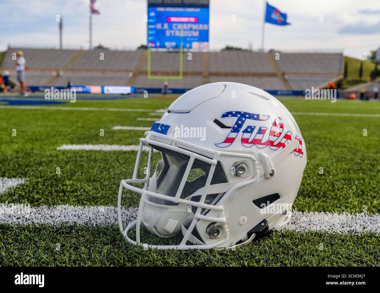 September 13, 2025:.Tulsa Golden Hurricane helmet on the field before ...