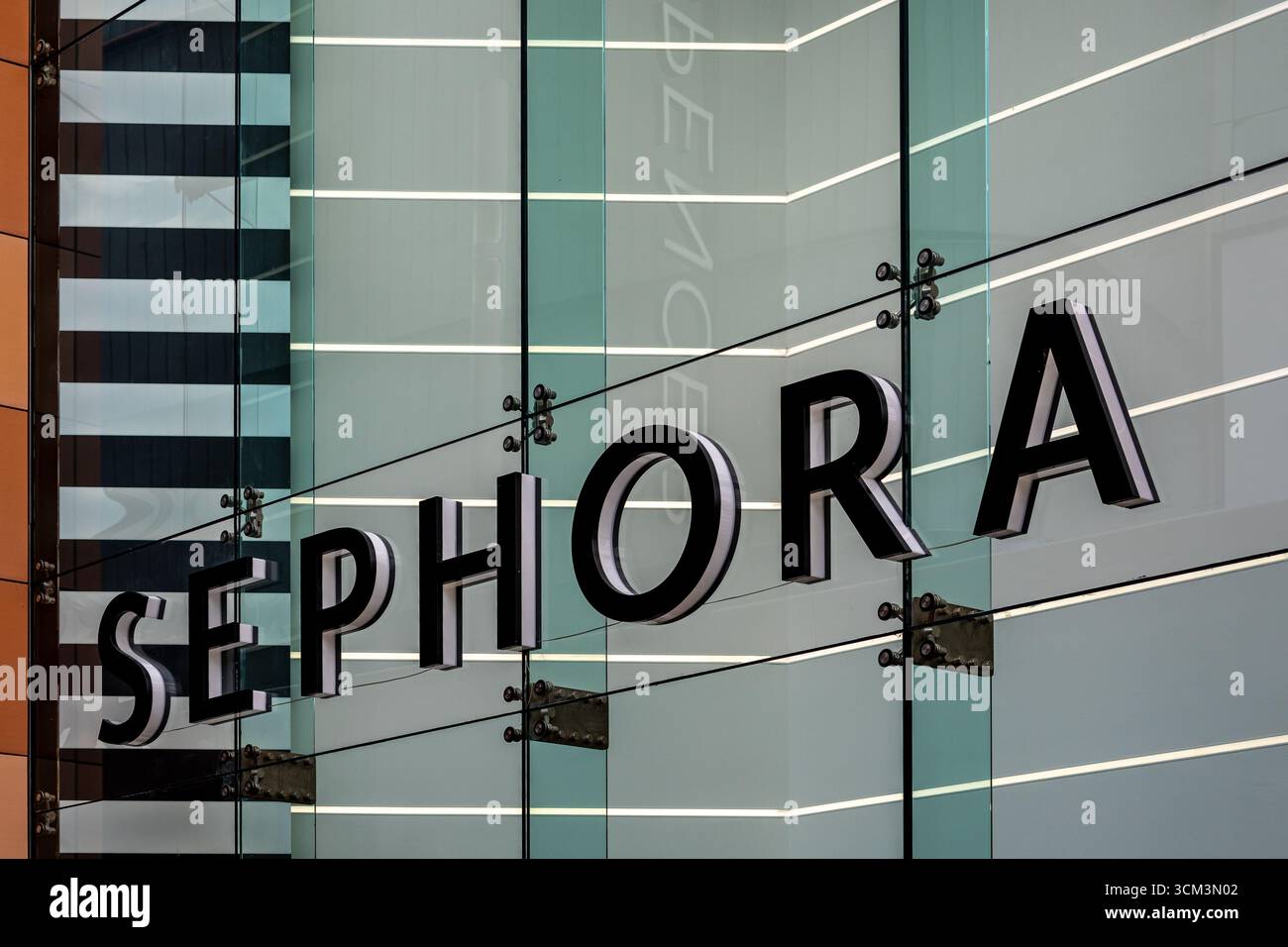 The image shows the "SEPHORA" logo in large, three-dimensional black ...