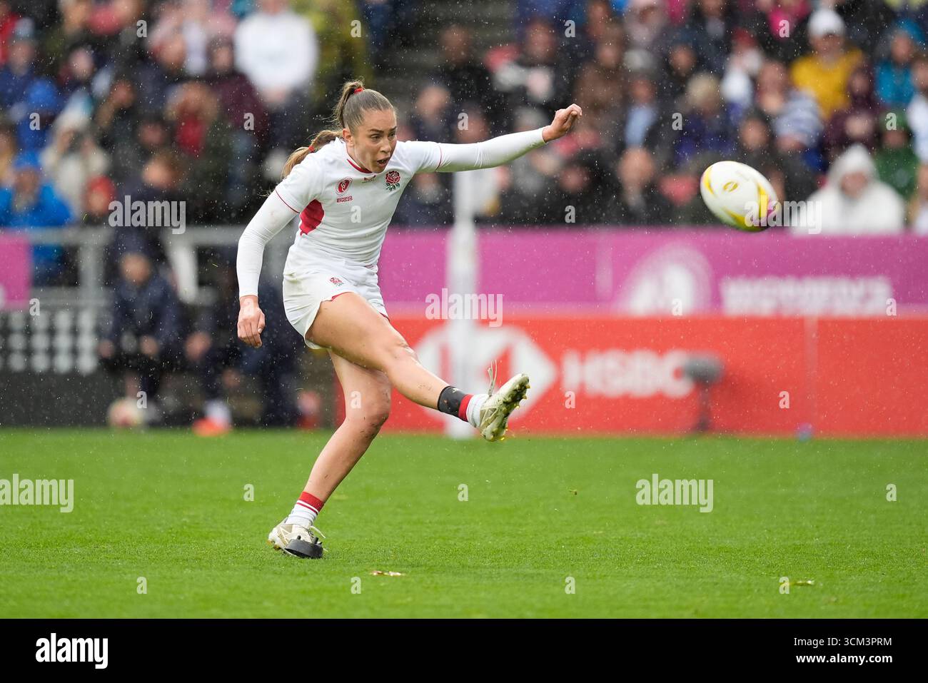 England's Holly Aitchison kicks a conversion during the Women's Rugby ...