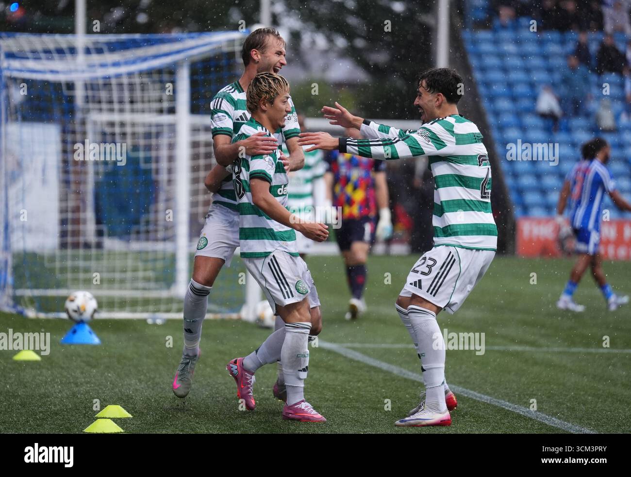 Celtic's Daizen Maeda (centre) celebrates after scoring his sides first ...
