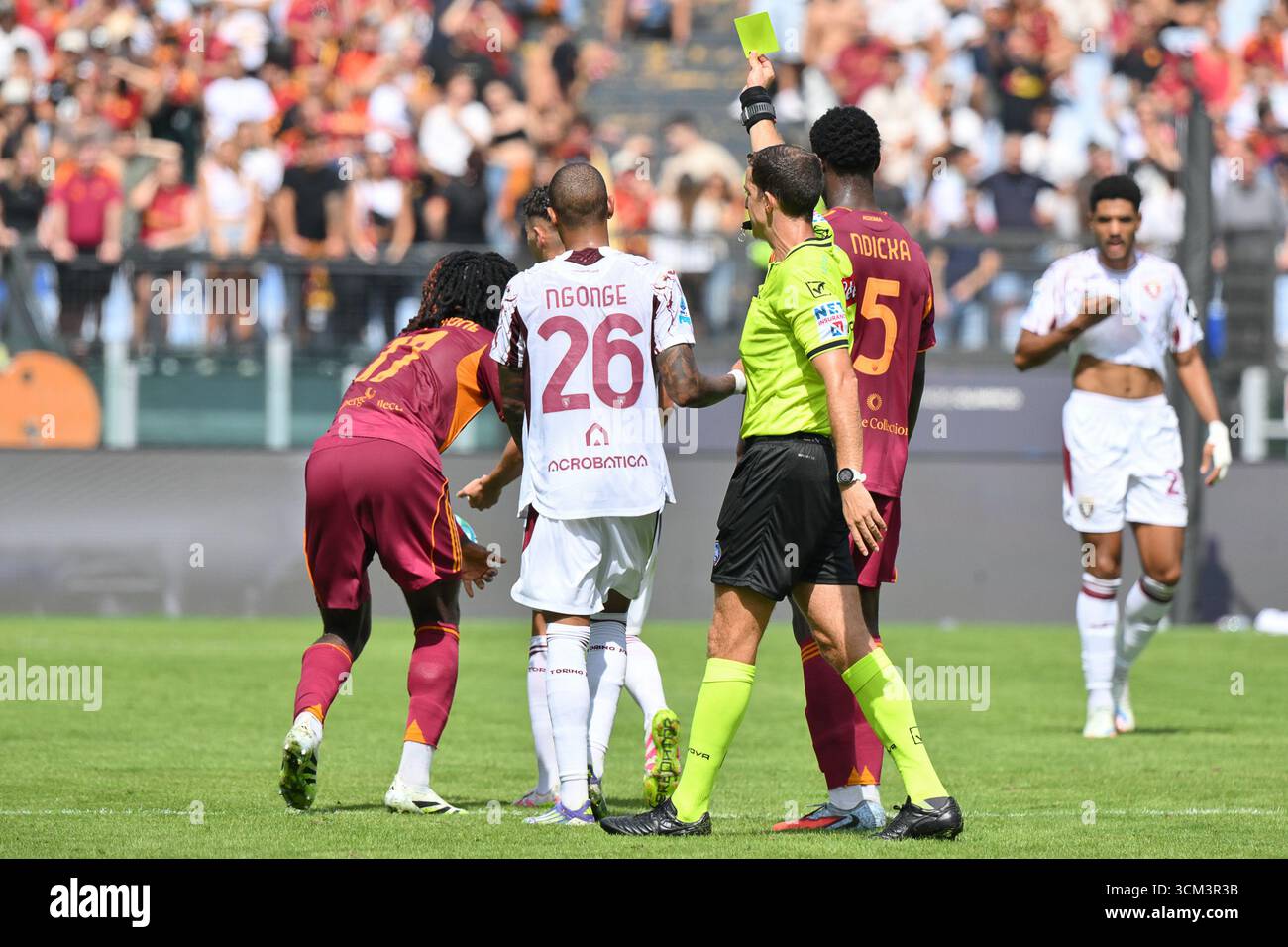 Olimpico Stadium, Rome, Italy - referee Giovanni Ayroldi issues a ...