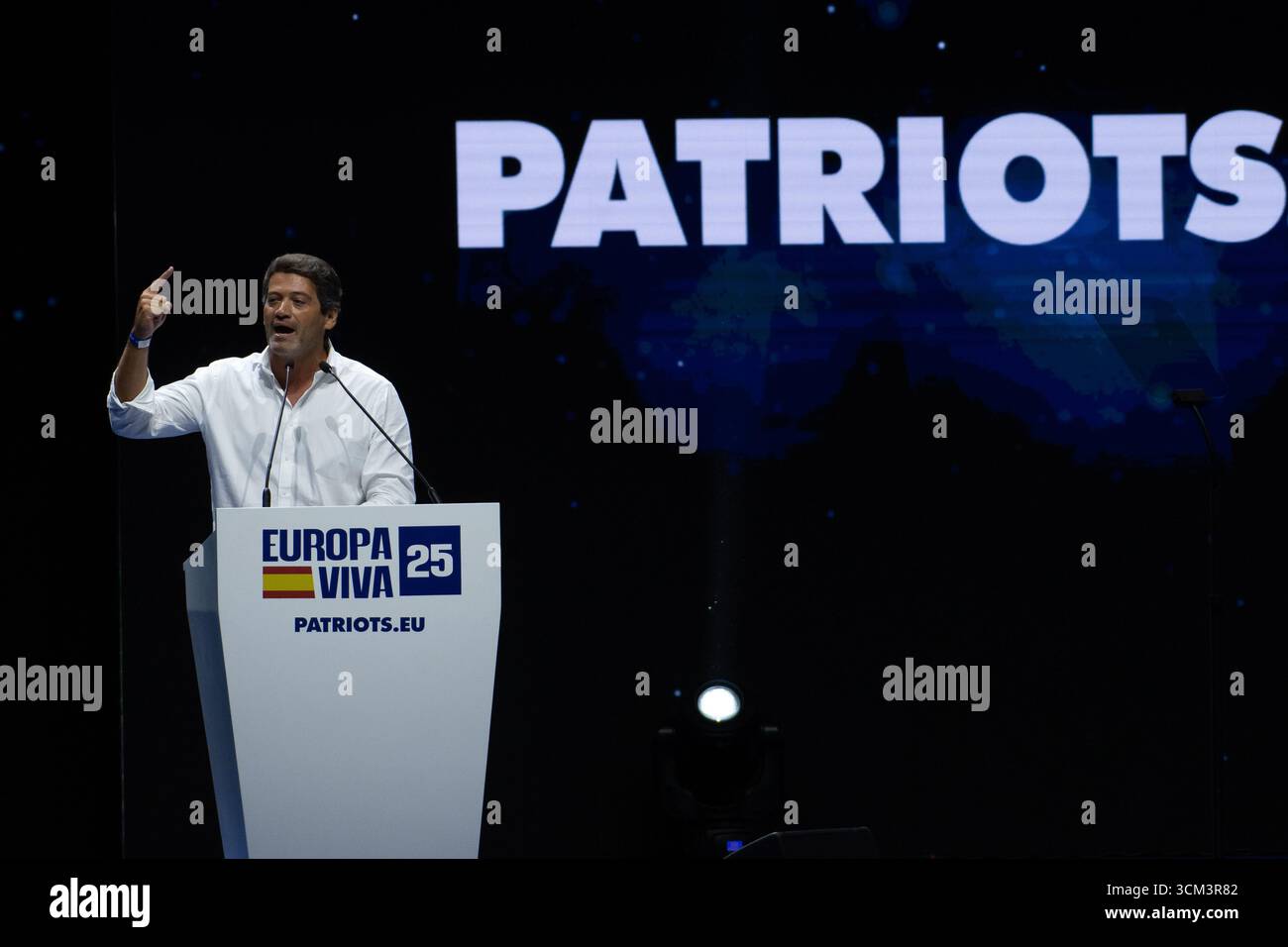 Portuguese far-right wing Chega Party President, Andre Ventura, speaks ...