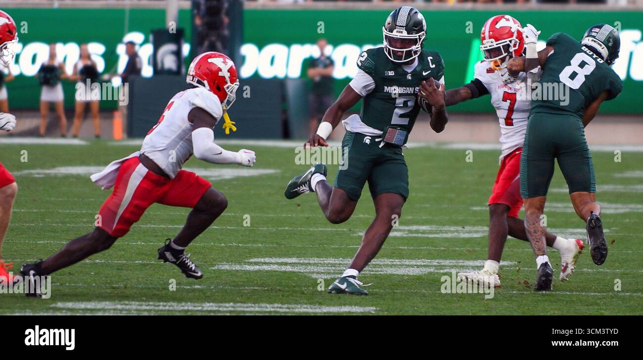 September 13, 2025: Michigan State quarterback Aidan Chiles (2) rushes ...