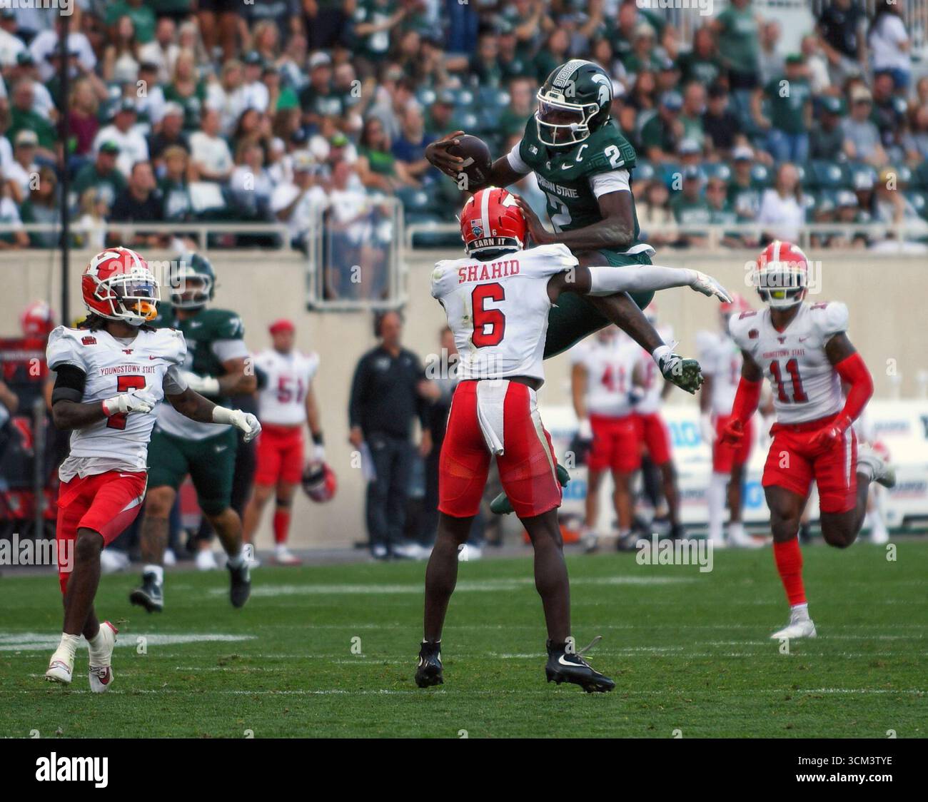 September 13, 2025: Michigan State quarterback Aidan Chiles (2) tries ...