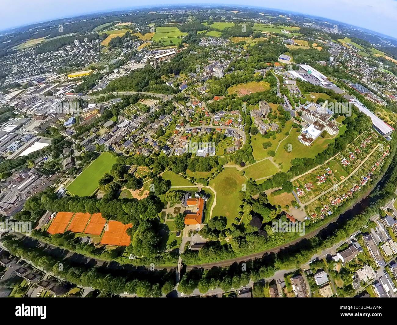 Aerial photo, Haus Martfeld moated castle, Helios Klinikum Schwelm ...
