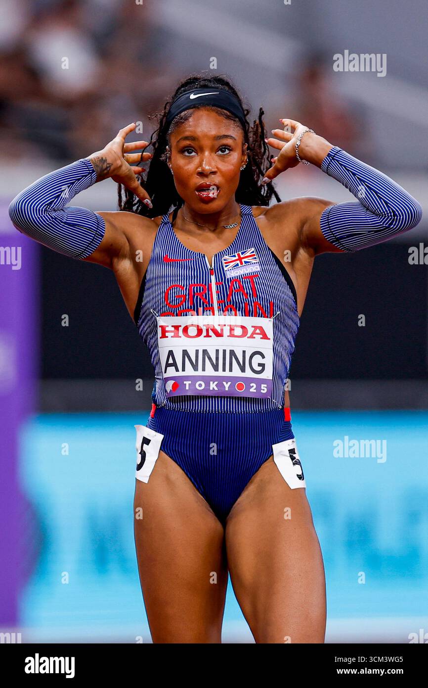 Amber Anning of Great Britain and looks on after competing in the Women ...
