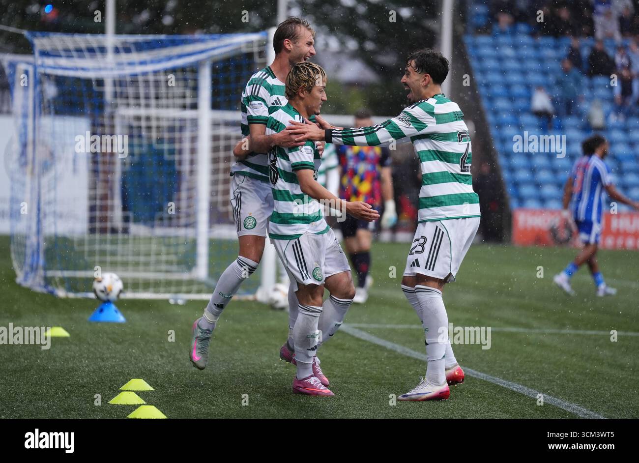 Celtic's Daizen Maeda (centre) celebrates after scoring his sides first ...