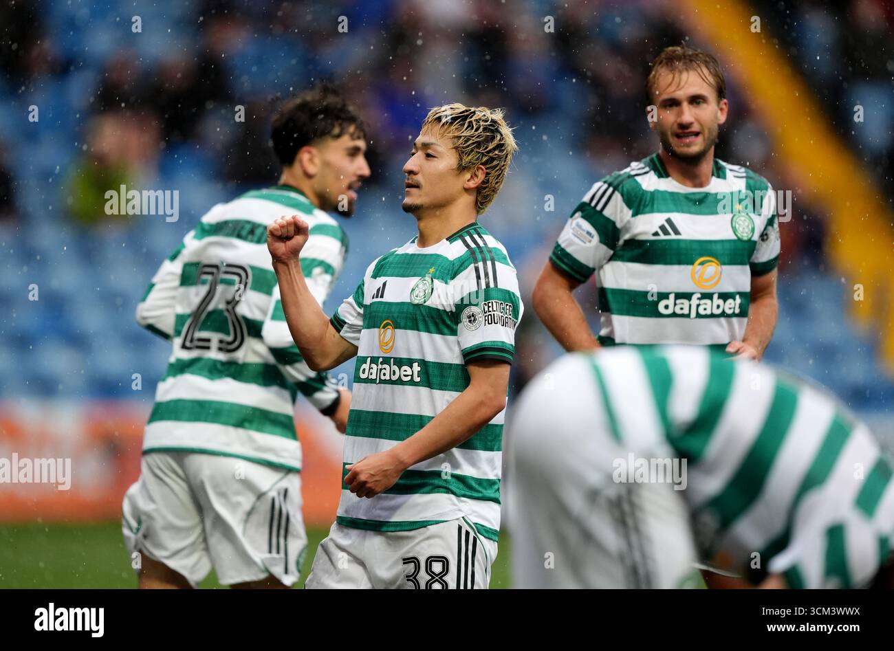 Celtic's Daizen Maeda (centre) celebrates after scoring his sides first ...