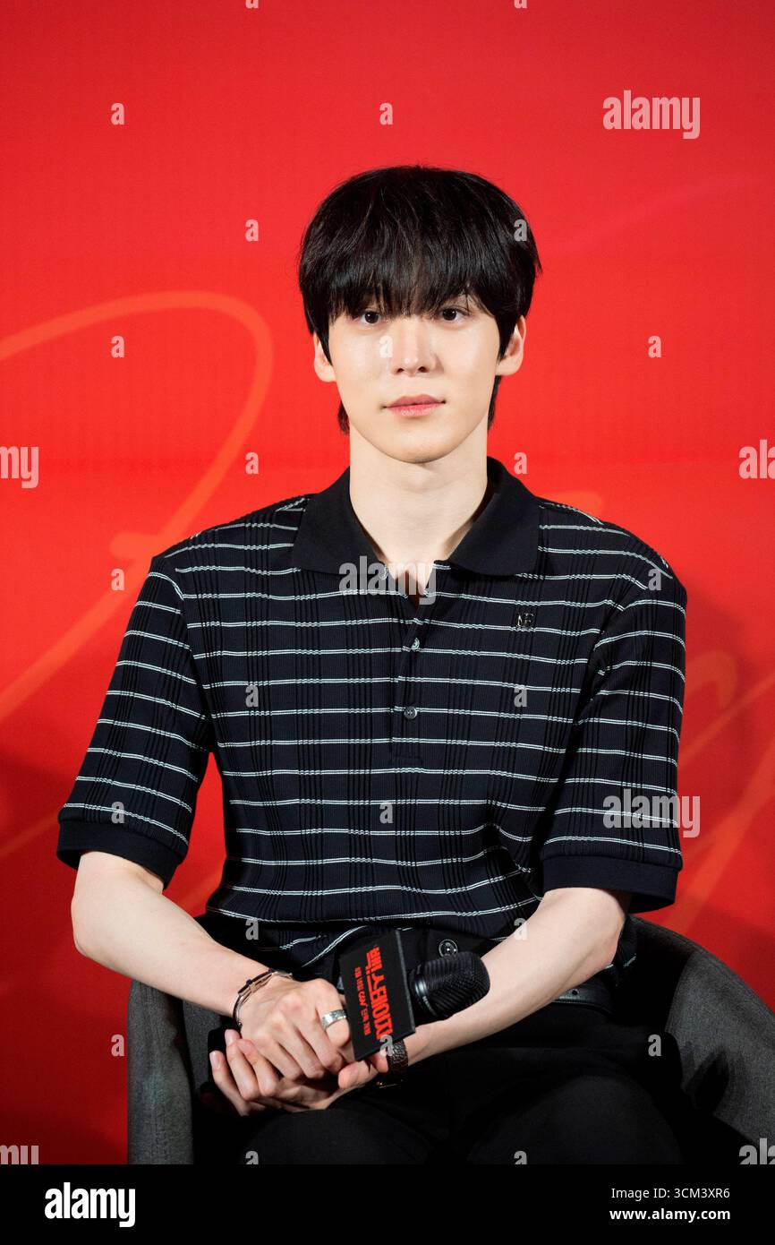 Yunho (Ateez), Aug 19, 2025 : Cast member Yunho at a press conference ...