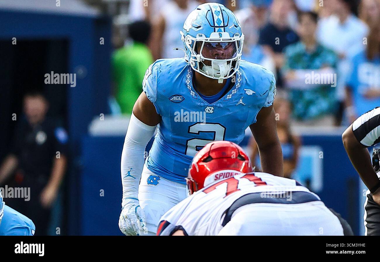 September 13, 2025: North Carolina linebacker Andrew Simpson (2). NCAA ...